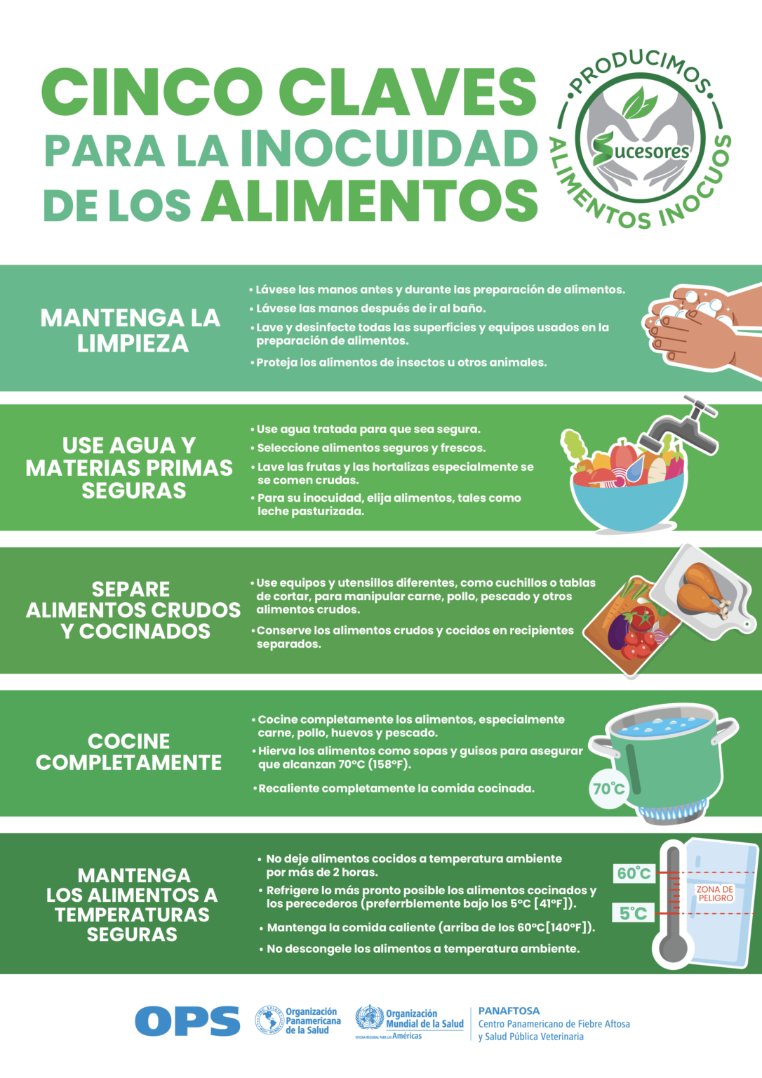 Cinco claves para la inocuidad de los alimentos - Sucesores